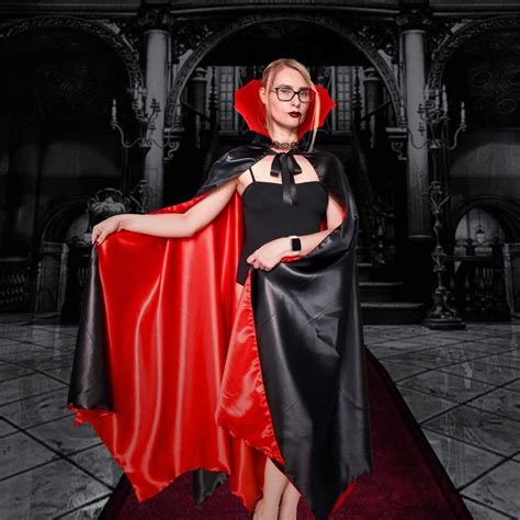 Satin Vampire Cape Dracula Costume Cloak Red And Black Etsy