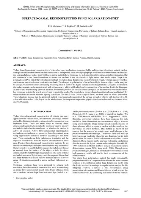 Faezeh Mortazavi On Linkedin Pdf Surface Normal Reconstruction Using Polarization Unet 13