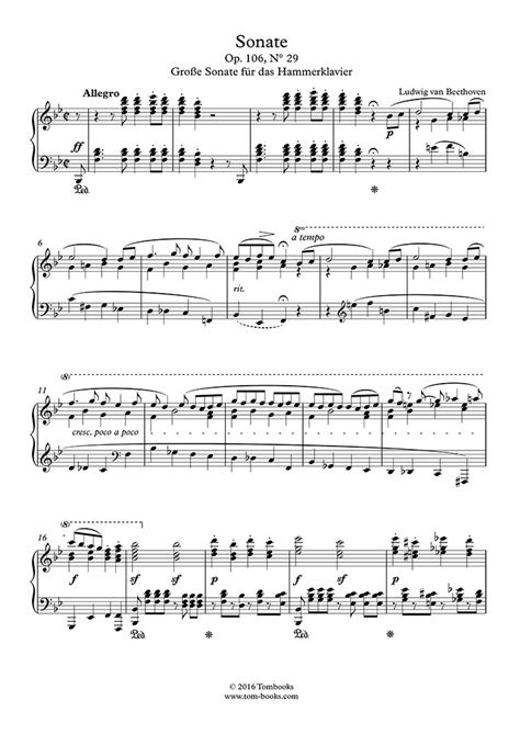 Free Sheet Music Opus 106 Piano Sonata No29 In B Flat Major