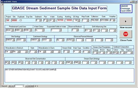 Stream Sediment Sample Site Data Input Form Download Scientific Diagram