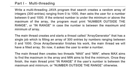 Solved Part Multi Threading Write A Multi Threading JAVA Chegg