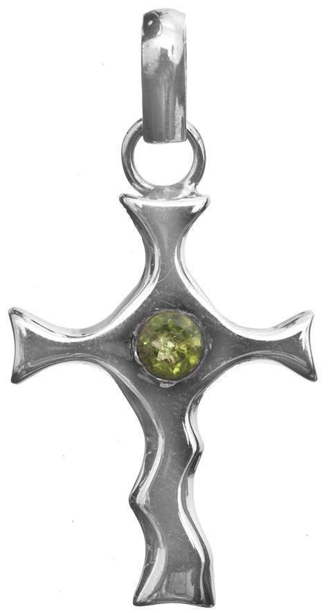 Faceted Peridot Cross Pendant Exotic India Art