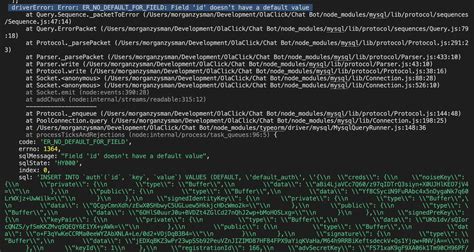 [ issue ] drivererror error er no default for field field id doesn t have a default value