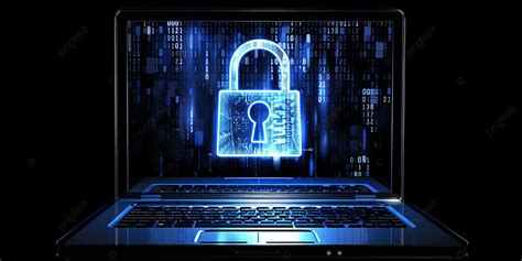 A Laptop With Lock On The Screen Secured Symbol Background Laptop Lock Security Background