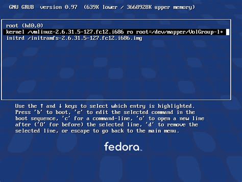 Rescue Emergency Mode With Fedora 12 And GNU GRUB 0 97 Unix Linux