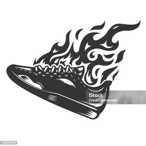 뜨거운 운동화 화재 로고 실루엣 클럽 그래픽 디자인 로고 또는 아이콘을 실행합니다 벡터 일러스트 레이 션 로고에 대한 스톡 벡터 아트 및 기타 이미지 Istock