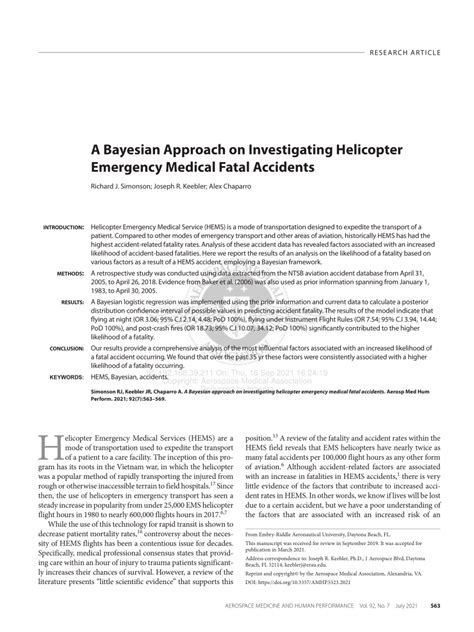 Pdf A Bayesian Approach On Investigating Helicopter Emergency Medical