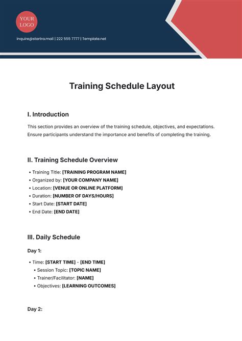 Free Training Schedule Templates Editable And Printable