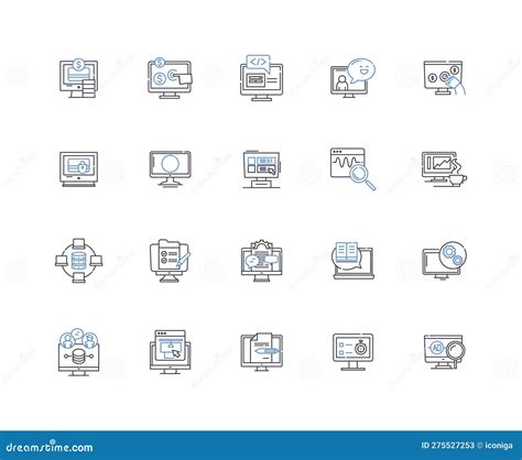 Computer Graphics Line Icons Collection Rendering Shading Animation