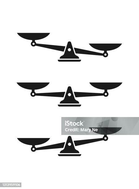 흰색으로 격리된 검은색 기계식 저울 아이콘 세트 정의 법 규모 저울에 대한 스톡 벡터 아트 및 기타 이미지 저울 장단점 결정 Istock