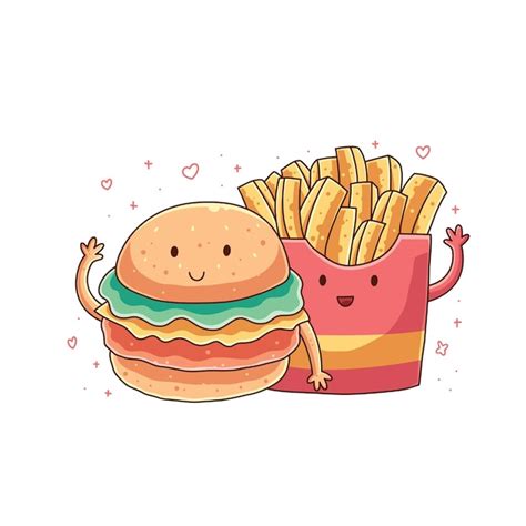 귀여운 햄버거 일러스트 디자인 벡터 프리미엄 벡터
