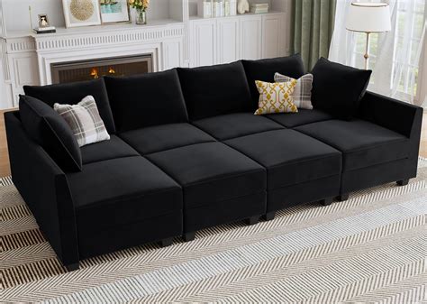Honbay Modular Sectional Sofa Velvet Sleeper Couch With