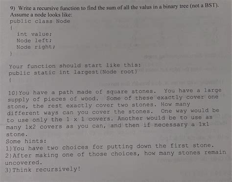 Solved 9 Write A Recursive Function To Find The Sum Of All
