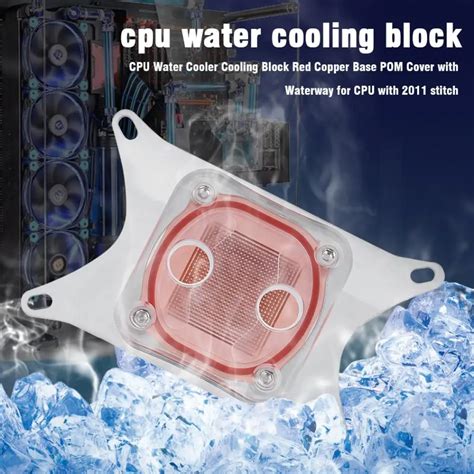 Aliexpress Com Buy Computer CPU Water Cooler Cooling Block 50MM Red Copper Base POM Cover From