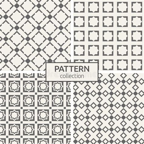 Set Of Four Seamless Patterns Stock Vector Illustration Of Arrow Flat 158909401