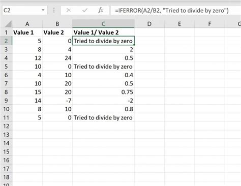 how to ignore div 0 when using division in excel