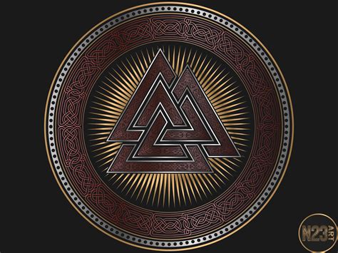 Viking Valknut Red And Gold Viking Symbol Celtic Design Clipart
