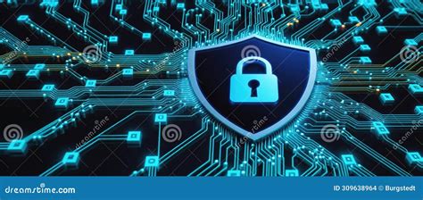 Protecting Data And Maintaining Privacy With Security Concept Padlock On Computer Circuit