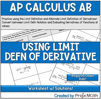 Limit Definitions Of Derivatives W Chain Rule Practice AP Calc AB Unit 3