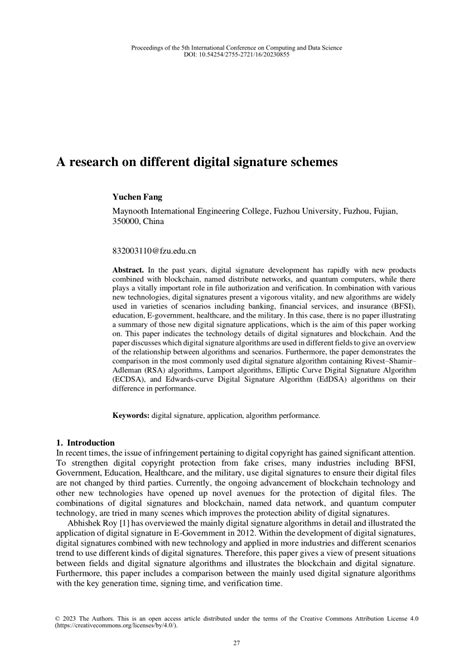Pdf A Research On Different Digital Signature Schemes