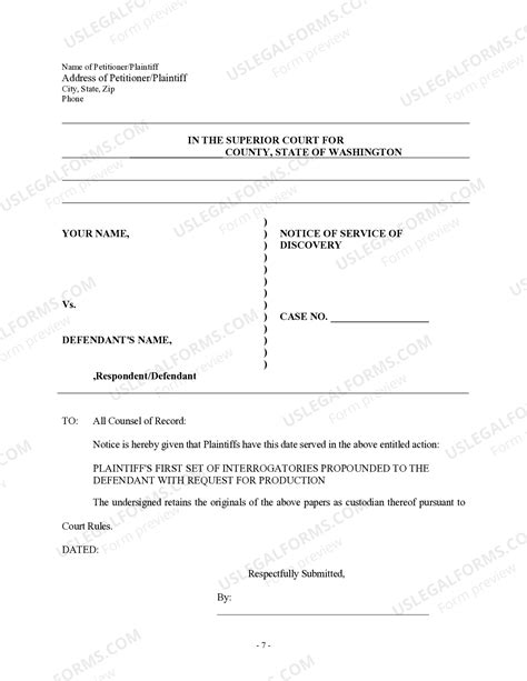Washington Discovery Interrogatories From Plaintiff To Defendant With