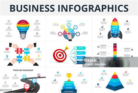 인포그래픽 요소의 큰 집합입니다 단계 비즈니스 프로세스 워크플로 다이어그램 순서도 개념 및 타임 라인에 사용할 수 있습니다 데이터 시각화 벡터 디자인 템플릿입니다 로켓에