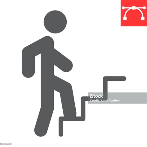 커리어 패스 글리프 아이콘 리더십 과 성공 사람 등반 경력 경로 벡터 아이콘 벡터 그래픽 편집 스트로크 솔리드 기호 Eps 10 검은색에 대한 스톡 벡터 아트 및 기타