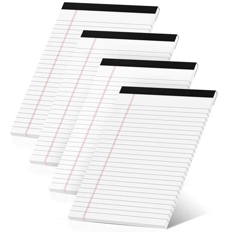 Legal Pads 5x8 Inch 4 Pack Narrow Ruled 5x8 White