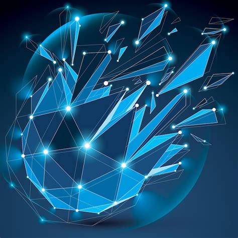 Premium Vector 3d Vector Low Poly Object With Sparkles White Connected Lines And Dots