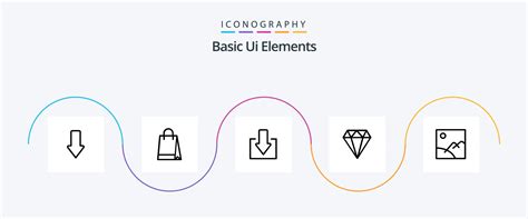 Basic Ui Elements Line 5 Icon Pack Including Picture Image Arrow Gam Jewel 17068050 Vector
