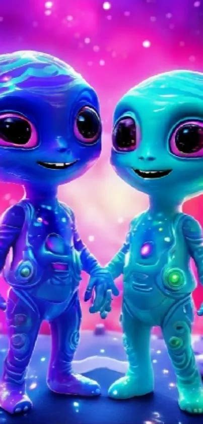 Cute Space Aliens Holding Hands Free Download