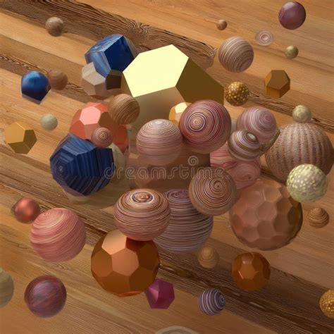 Floating Abstract Geometric Shapes And Fluid Forms Create A Dynamic Visual Experience In A