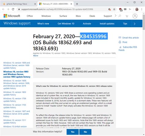 microsoft releases kb4535996 for windows 10 version 1903 and 1909
