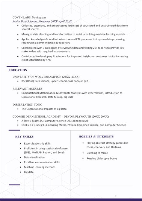 Data Science Cv Template Example And Writing Tips