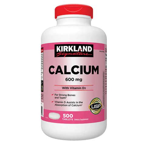Kirkland Calcium 600 mg. with Vitamin D3, 500 Tablets | Кальций 600 мг ...