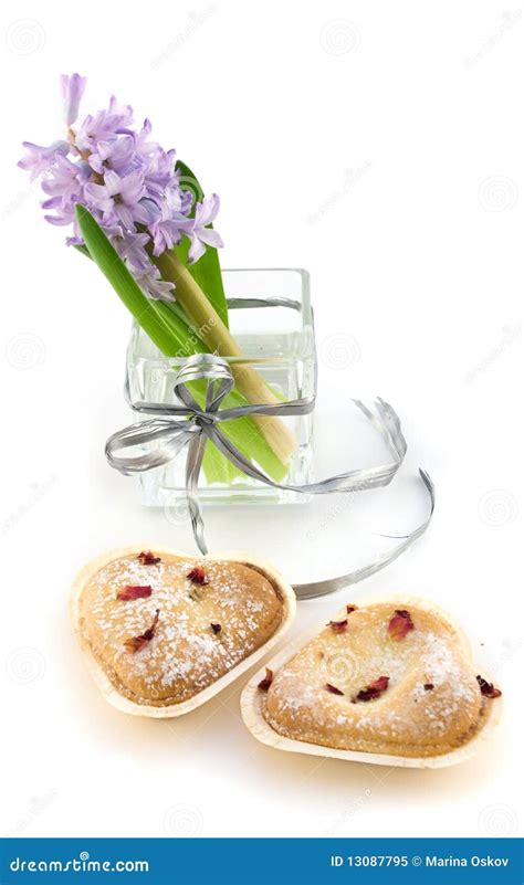 Hyacinth In Glass Vase With Cookies Stock Image Image Of Baked Blue
