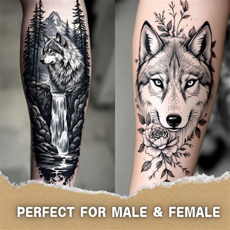 36 Wolf Tattoo Designs Digital Art Bundle Png Files Etsy