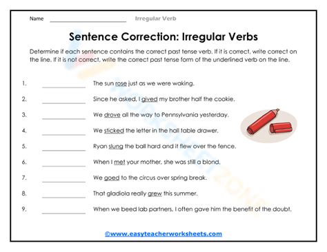 Sentence Correction Worksheet
