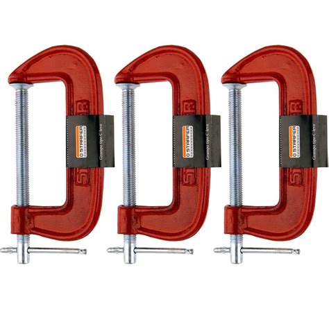 Kit 3 Grampo Tipo C Marceneiro Carpinteiro Leve 3 Polegadas Starfer Madeiramadeira