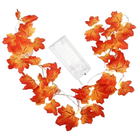 Mfigree Thanksgiving Maple Leaf String Lights Fall Garland Maple