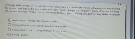 Solved Aws Sage Maker Jumpstart Is A Valuable Tool For