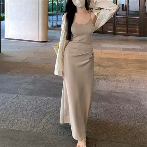 코디세트하이크롭 숄 셔츠서스펜더 셔링 롱원피스 세트 2j111260e