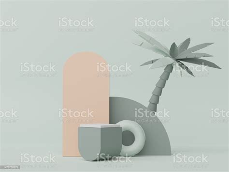 3d 연단은 여름 개념으로 제품 프레젠테이션을 의미합니다 화장품 광고를위한 받침대 플랫폼 0명에 대한 스톡 사진 및 기타 이미지 Istock