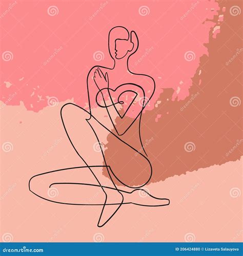 Outline Illustration Of Woman Body On Floral Background Stock Vector