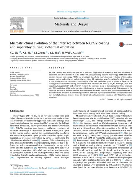 Pdf Microstructural Evolution Of The Interface Between Nicraly Coating And Superalloy During