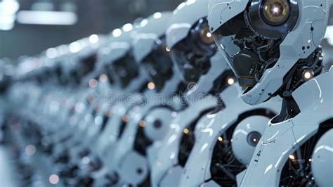 A Futuristic Assembly Line With Advanced Robots Each One Proactively Notifying The Maintenance