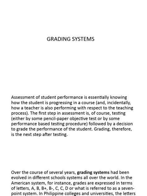 Grading Systems Pdf Educational Assessment Teachers