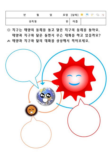 지구프로젝트 교육계획안 지구와 우주 환경프로젝트 창의활동지 낮과밤 자전과 공전 지구의역사 인류이야기 이야기나누기 상호작용 지구의탄생 네이버 블로그