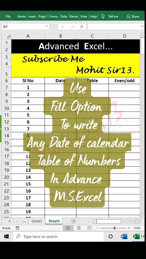 Use Fill Option To Write Any Date Of Calendar Table Of Numbers In Advance M S Excel Artofit