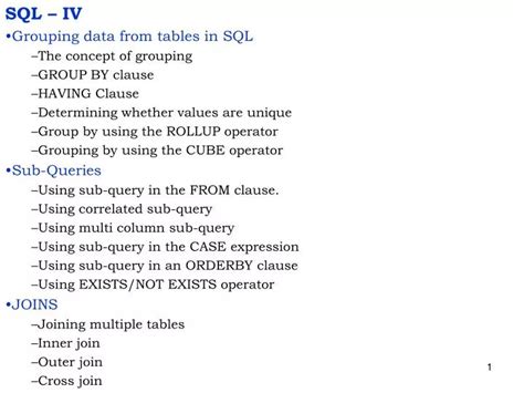Ppt Sql Iv Grouping Data From Tables In Sql The Concept Of Grouping